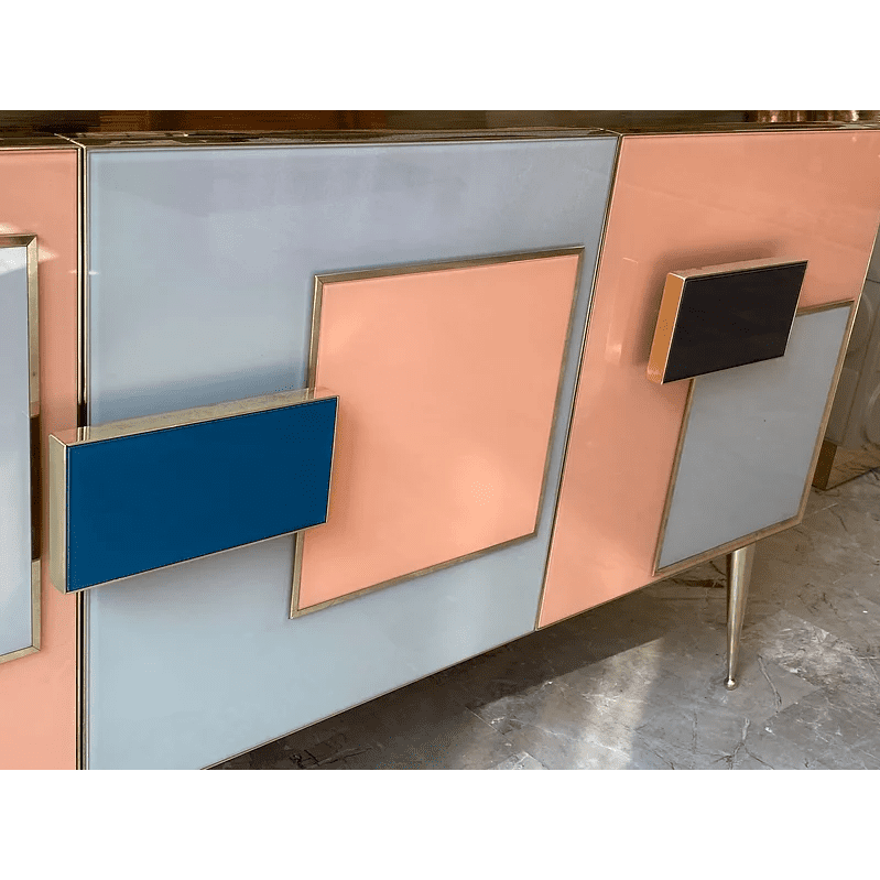 Customizable Italian Pink Gray Blue Black Geometric Postmodern Cabinet ...