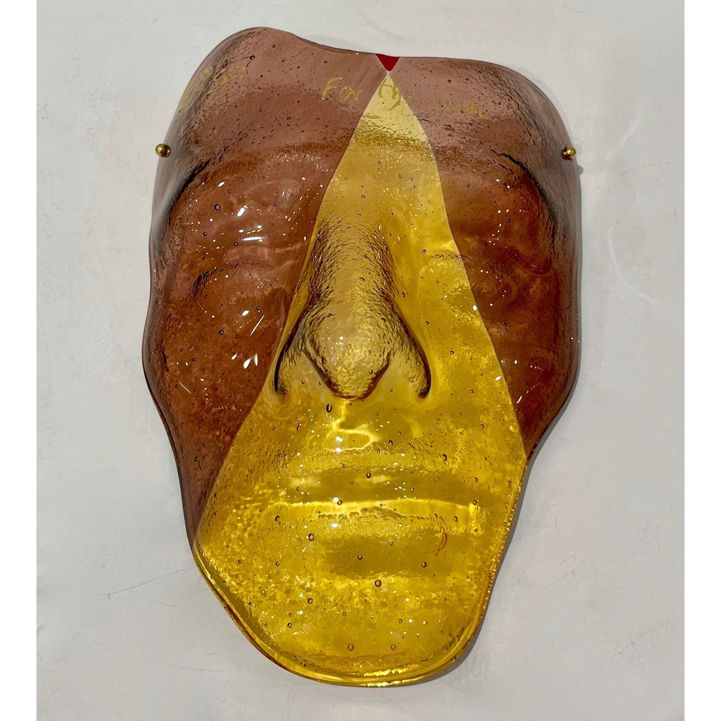 Bespoke Italian Amethyst Amber Gold Murano Glass Mask Wall Art Sculptu ...