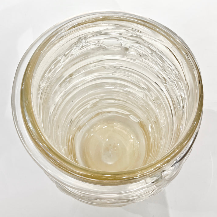 Cenedese Italian Pair of Tall Modern Iridescent Gold Crystal Murano Gl ...