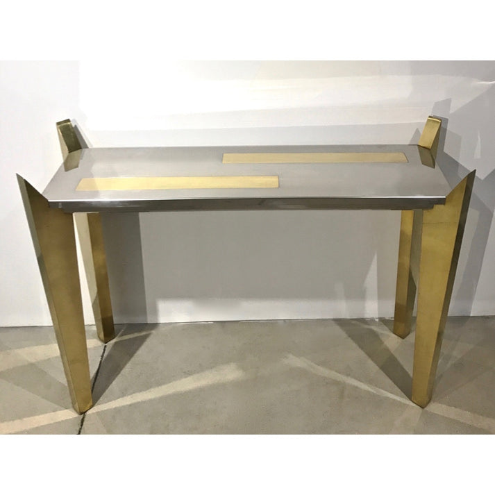1970s MetallArt Vintage Italian Brass and Nickel Wood Console ...