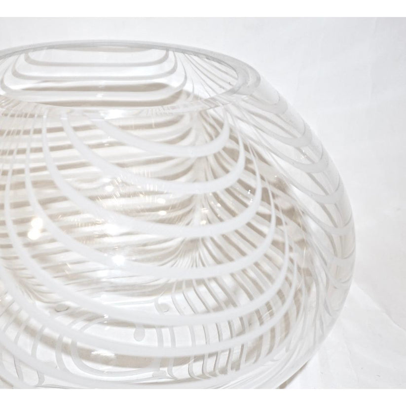 Formia 1970s Modern Italian Crystal Murano Glass Bowl with Filigrana ...